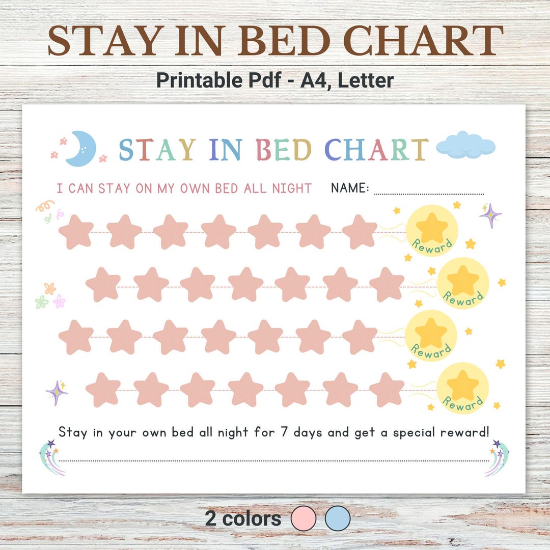 Stay in Bed Chart, Kids Sleeping Chart, Bedtime Chart, Printable ...