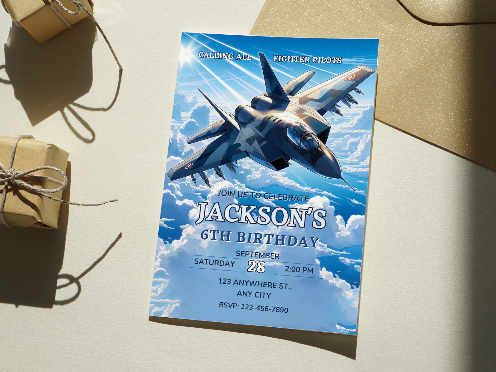 Fighter Jet Birthday Invitation, Fighter Pilot Invitation, Printable ...