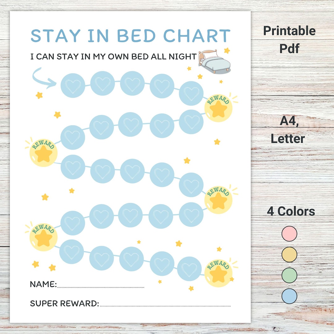 Stay in Bed Chart, Kids Sleeping Chart, Bedtime Chart Pdf, Printable ...