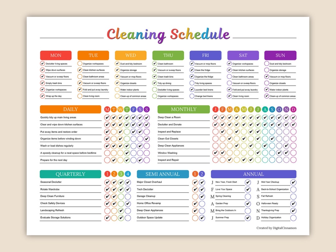 Cleaning Schedule, Adult Chore Chart, House Cleaning Chart, ADHD ...