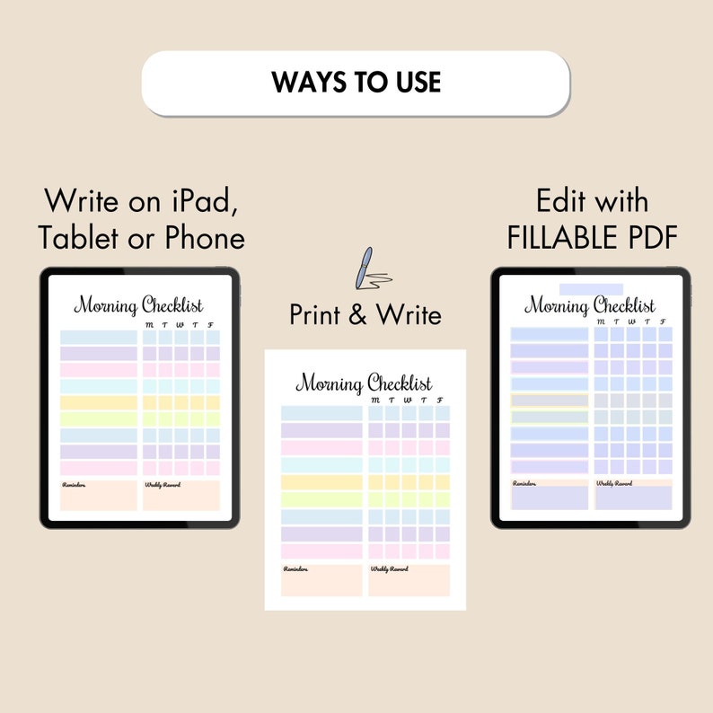 Morning Checklist, Afternoon Checklist, Evening Checklist, Daily ...