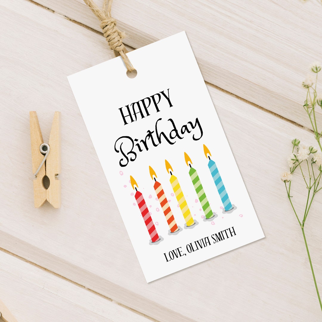 Happy Birthday Gift Tag, Editable Cute Colorful Gift Label, Printable ...