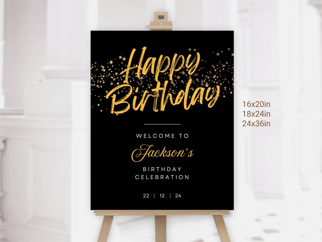 Golden Welcome Sign, Happy Birthday Welcome Sign, Birthday Decor ...
