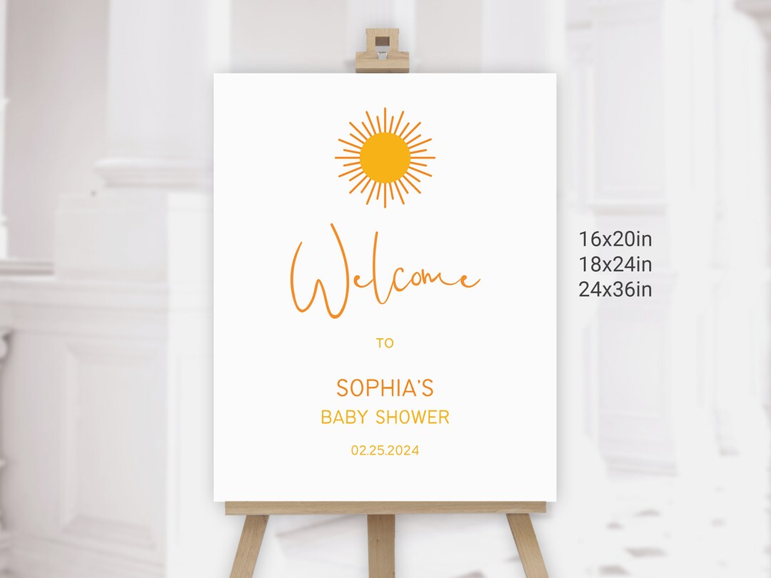 Sunshine Baby Shower Welcome Sign Editable Baby Shower Sign - Etsy