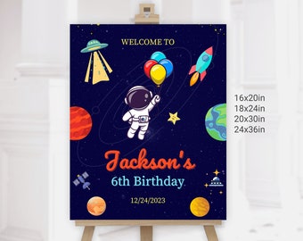 Editable Space Birthday Welcome Sign Astronaut Planet Outer - Etsy