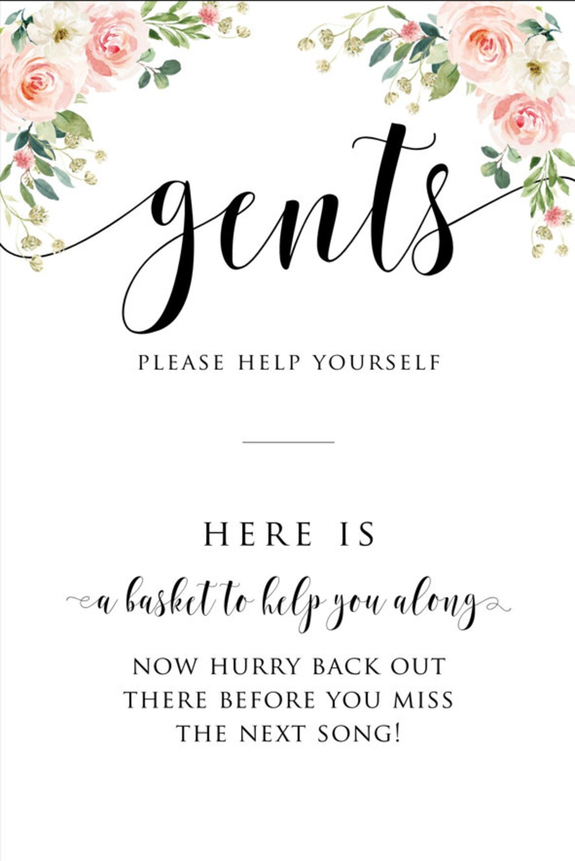 Wedding Bathroom Basket Signs (ladies & Gentlemen) - Etsy