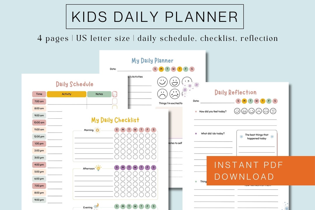 Kids Daily Planner | Daily Checklist | Responsibilities | Schedule ...