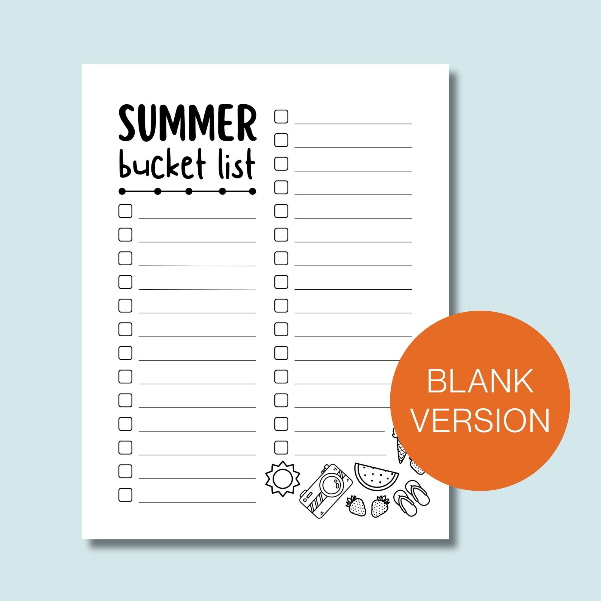Summer Bucket List Printable | Summer Break Fun To-do List | Summer ...