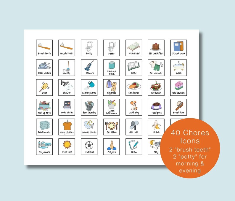 Kids Daily Chore Chart Bundle | Daily Responsibilities | Morning ...