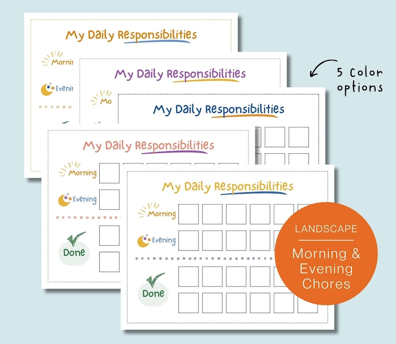 Kids Daily Chore Chart Bundle | Daily Responsibilities | Morning ...