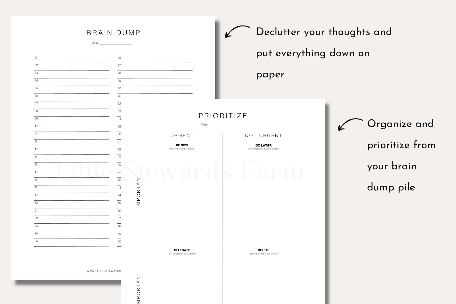 Brain Dump & Priority Matrix Bundle | Action Plan | Thought Organizer ...