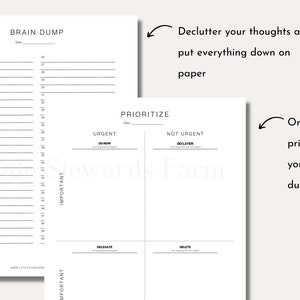 Brain Dump & Priority Matrix Bundle | Action Plan | Thought Organizer ...