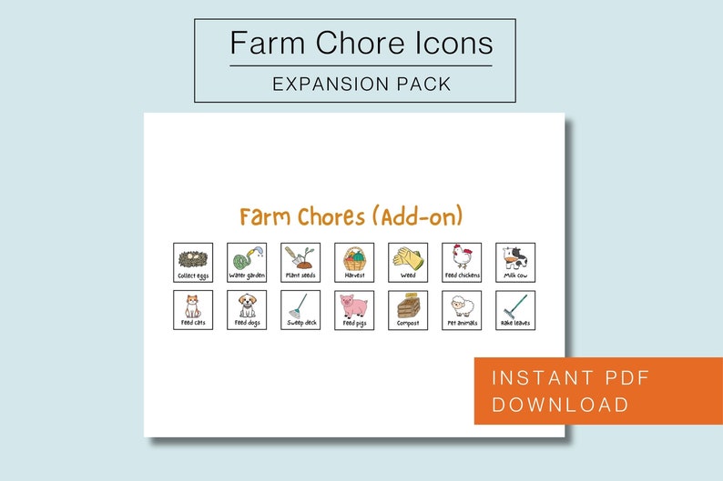 Farm Chore Icons EXPANSION PACK | Daily Responsibilities | Morning ...