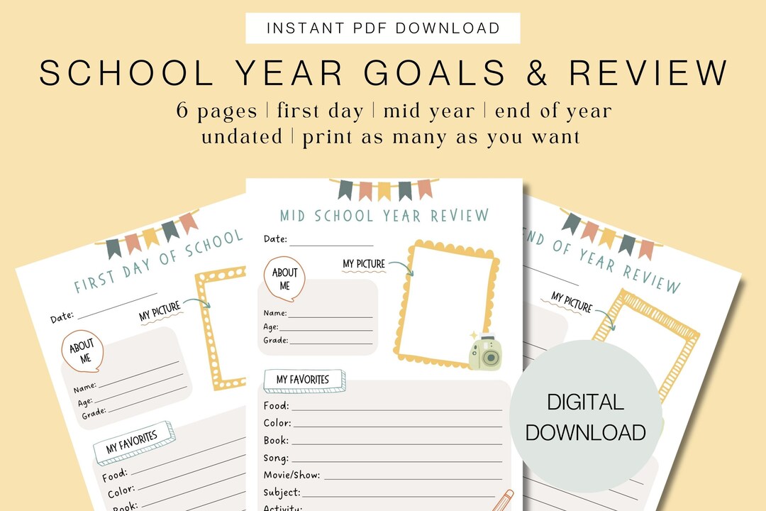 Back to School Printable School Year Goals Homeschool - Etsy