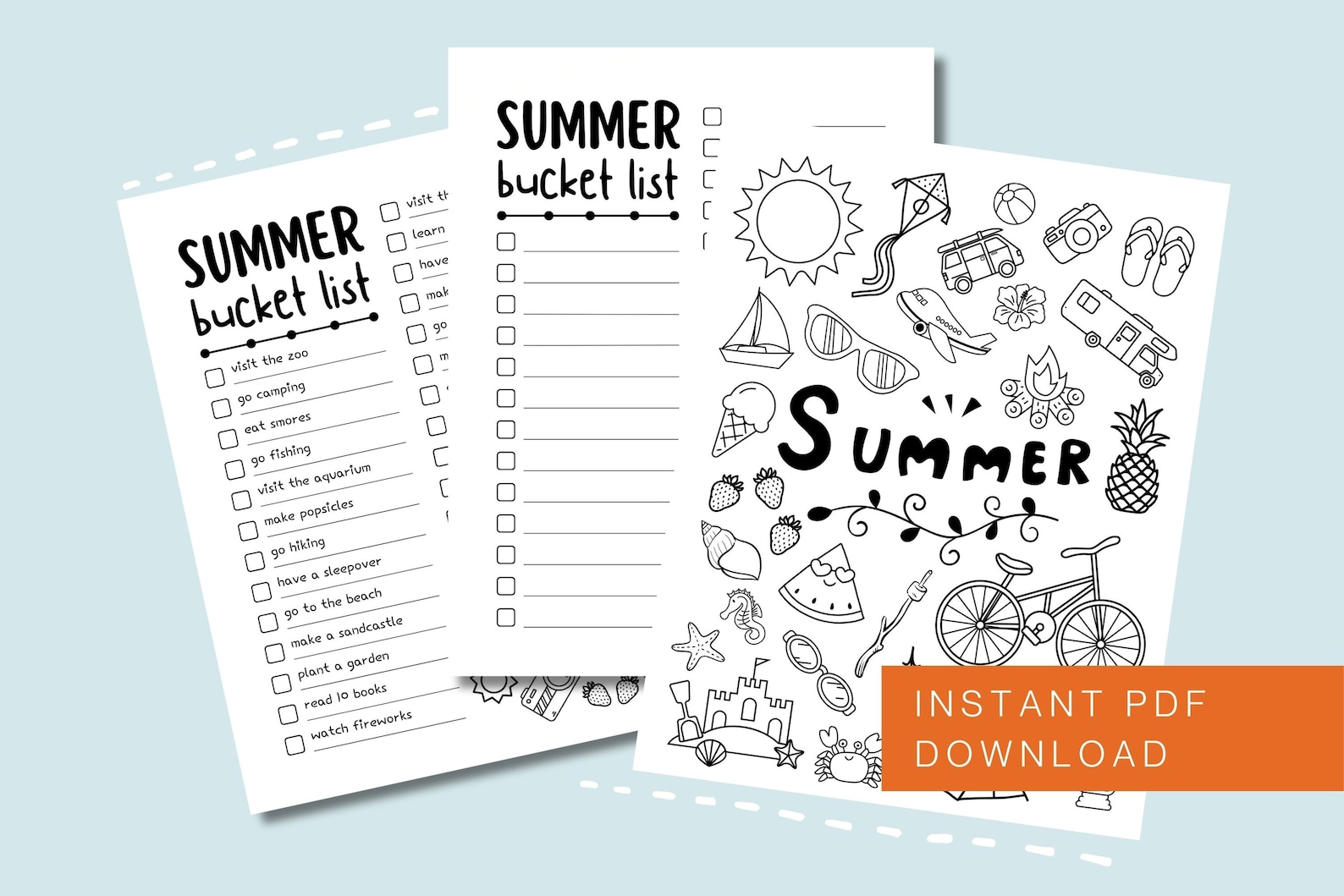 Summer Bucket List Printable | Summer Break Fun To-do List | Summer ...