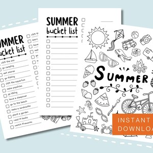 Summer Bucket List Printable | Summer Break Fun To-do List | Summer ...