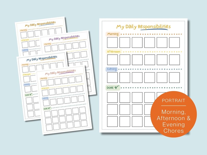 Kids Daily Chore Chart Bundle | Daily Responsibilities | Morning ...