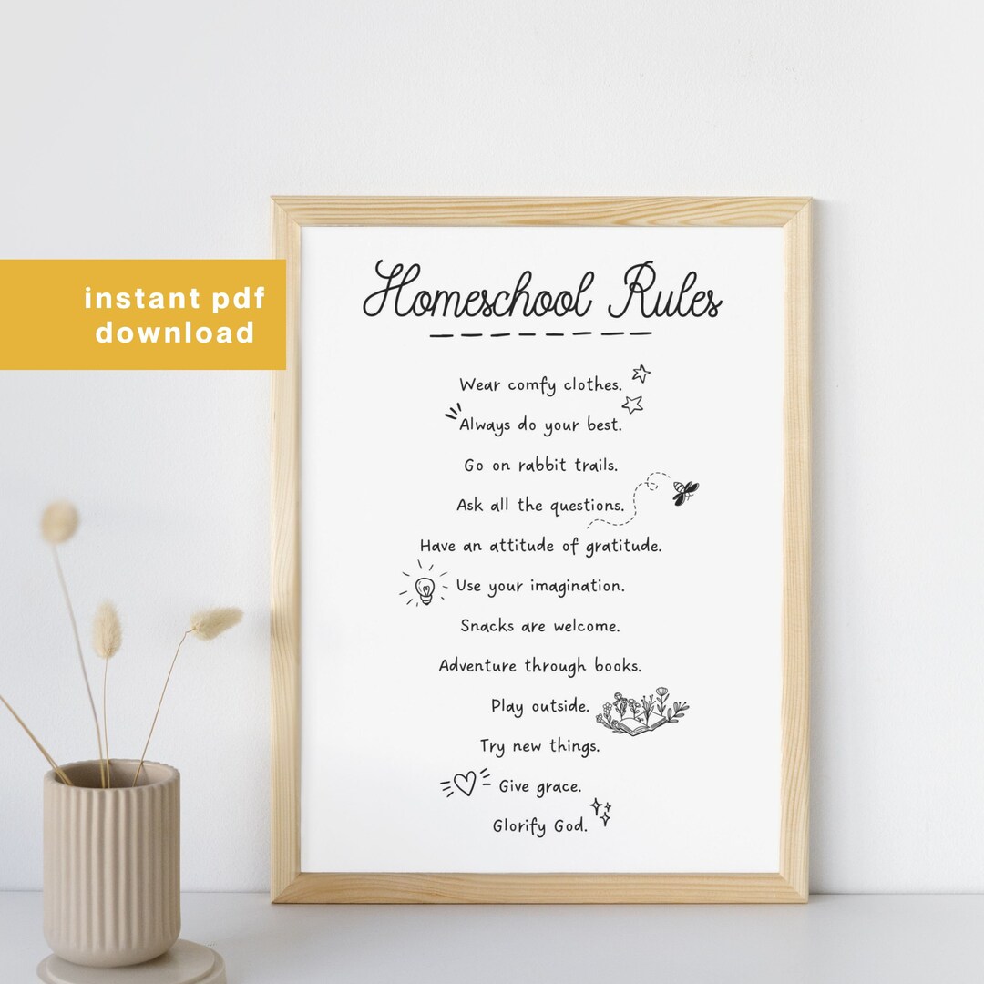 Homeschool Rules | Christian Homeschool Poster | Home Classroom Decor ...