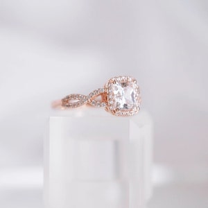 Infinity Crossover Art Deco Engagement Ring Diamond Band Cushion Cut ...