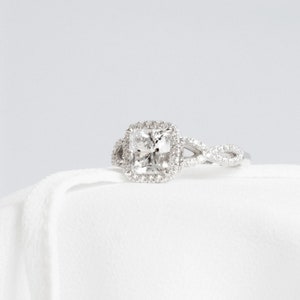 Infinity Crossover Art Deco Engagement Ring - Diamond Band - Cushion ...