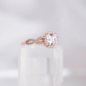 Infinity Crossover Art Deco Engagement Ring - Diamond Band - Cushion ...