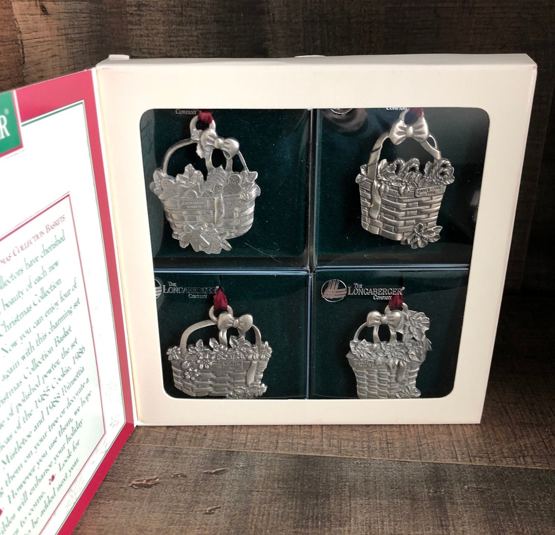 Longaberger Basket Ornaments Set of 4/ Pewter/vintage Christmas - Etsy