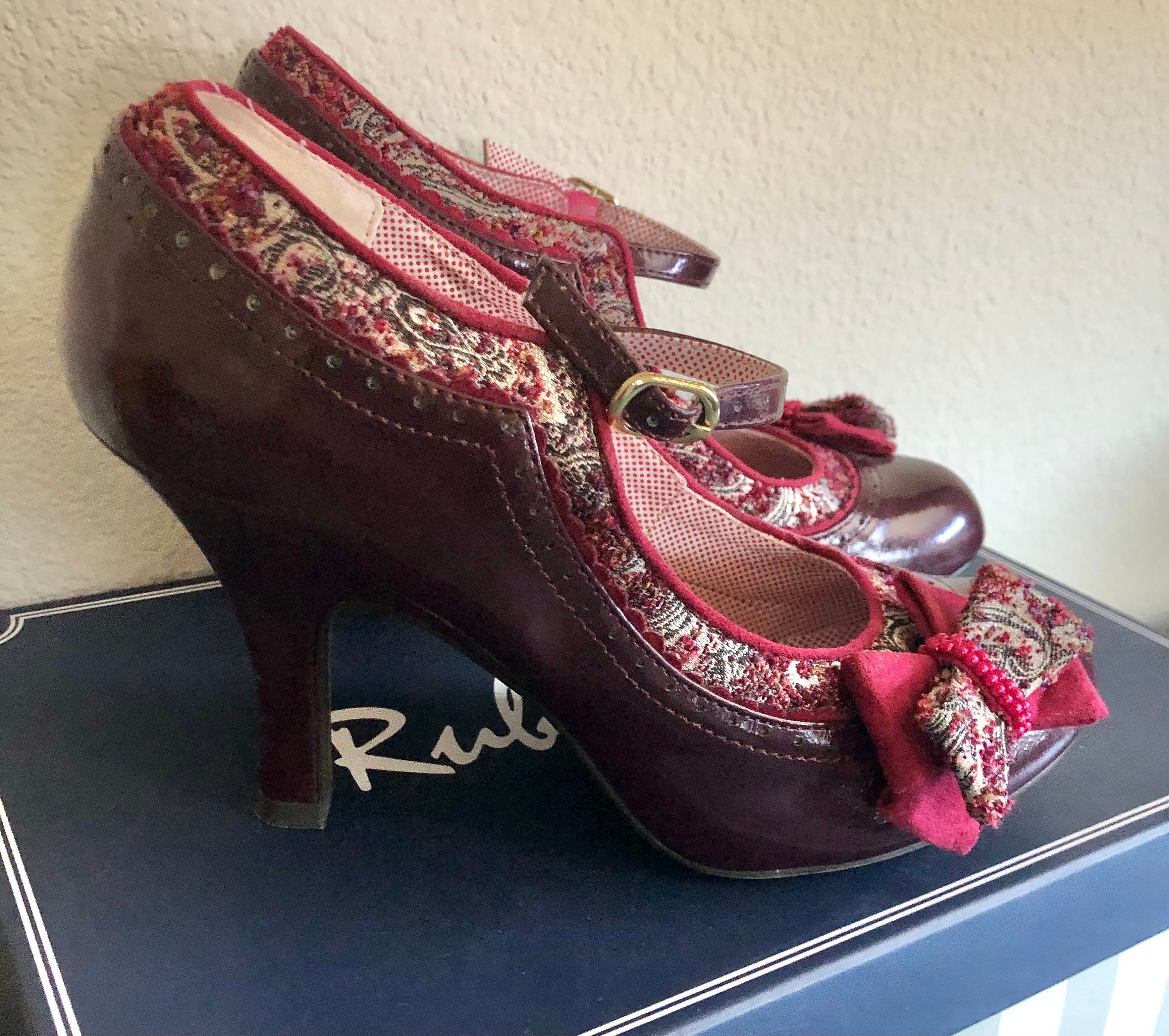 Vintage Inspired Heels by Ruby Shoo/fabric Heels/retro Vintage Style ...
