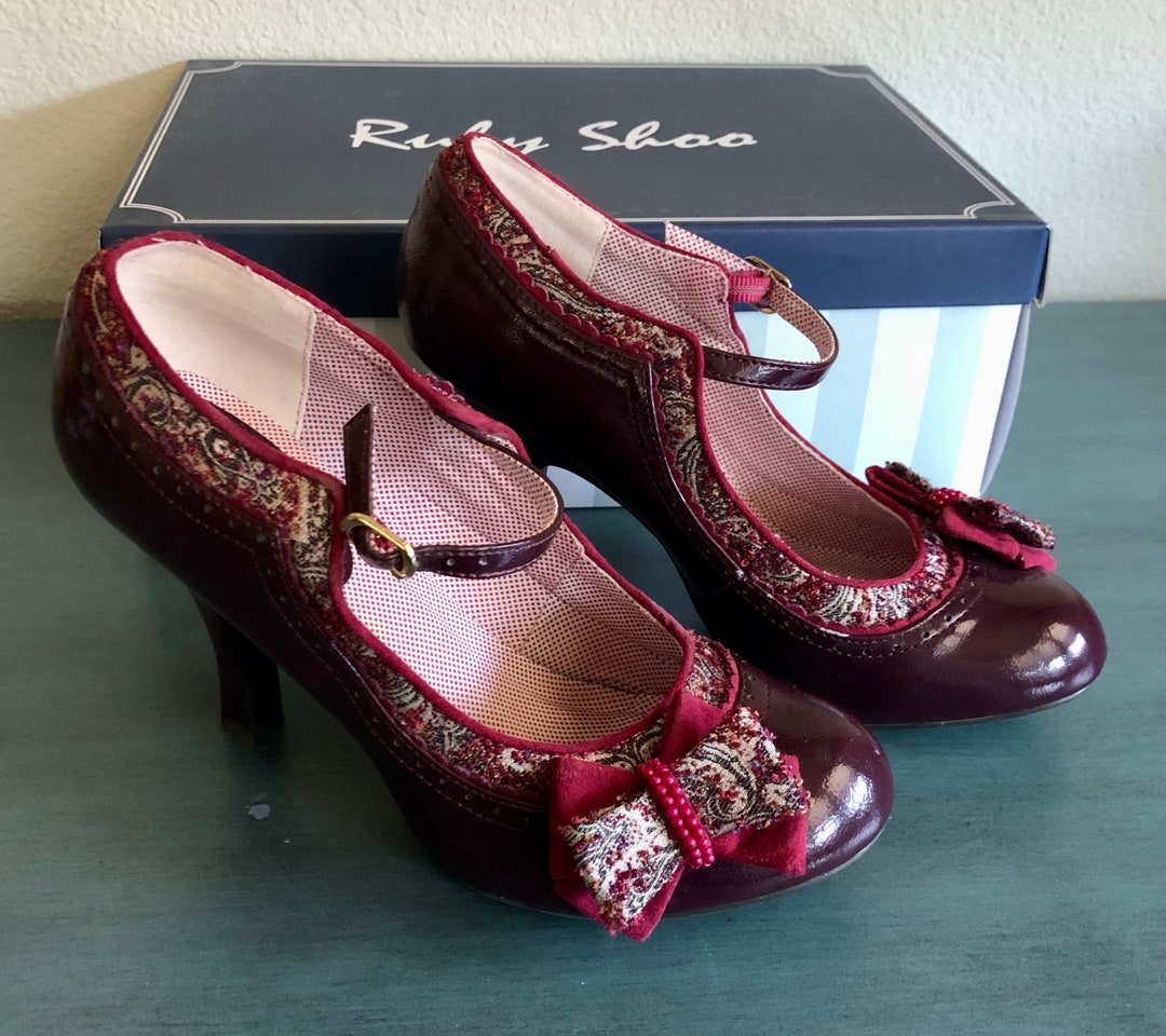Vintage Inspired Heels by Ruby Shoo/fabric Heels/retro Vintage Style ...