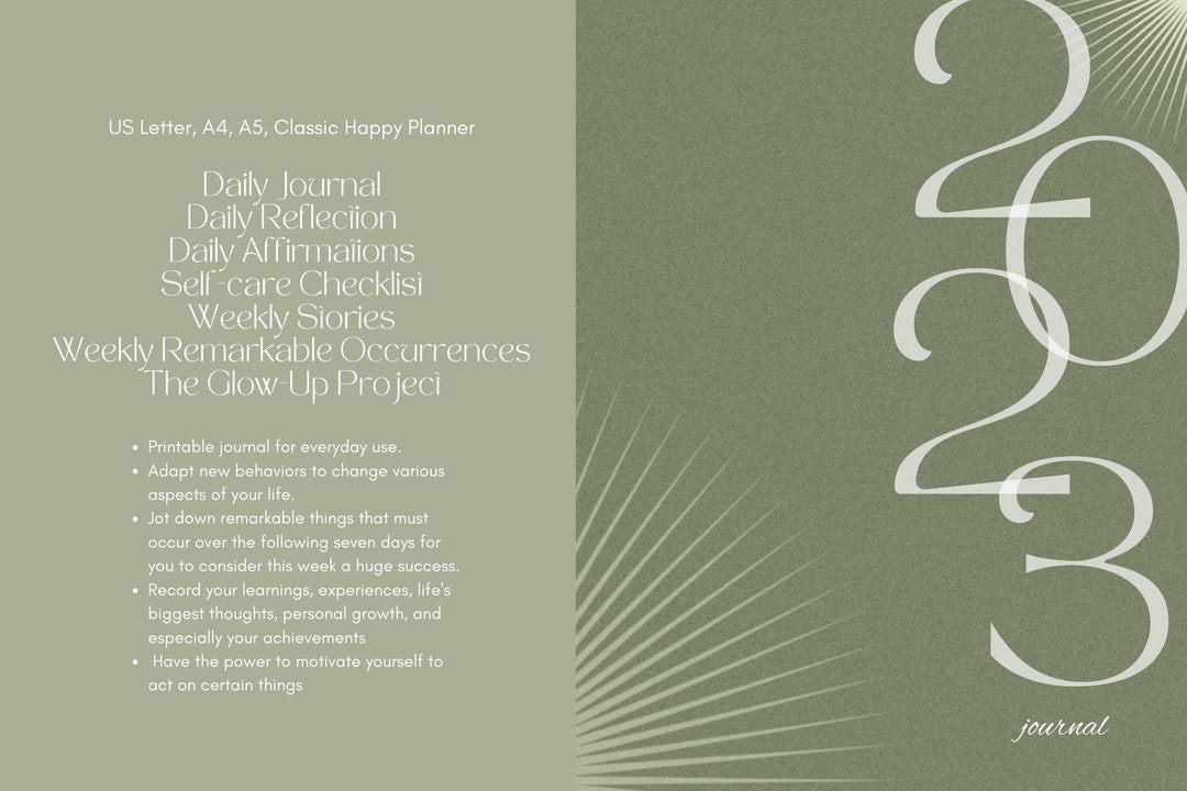 PRINTABLE Daily Journal Daily Reflection Daily Affirmations Self-care ...