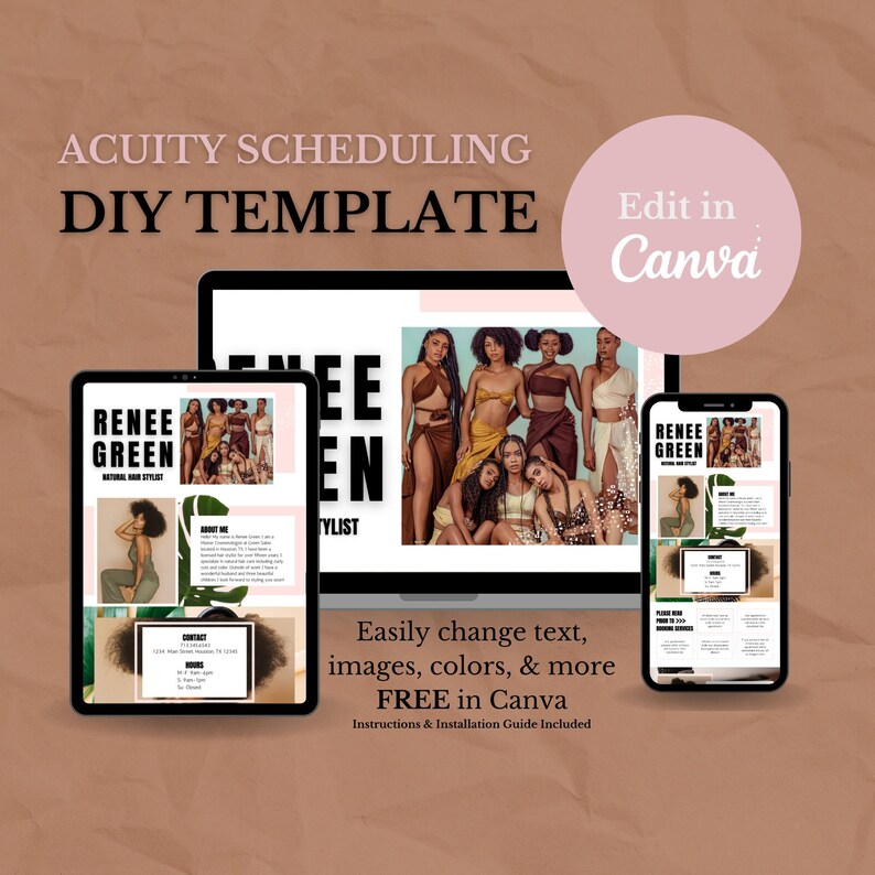 Minimalist DIY Acuity/squarespace Scheduling Canva Template - Etsy