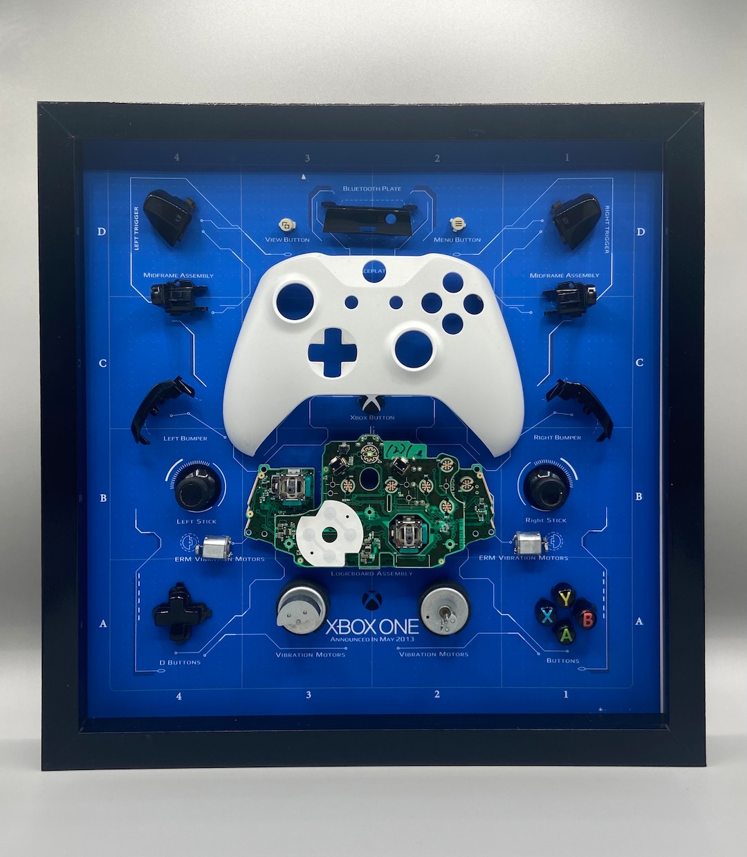 Open Framed Disassembled Xbox One Controller Game Room Wall Decor ...