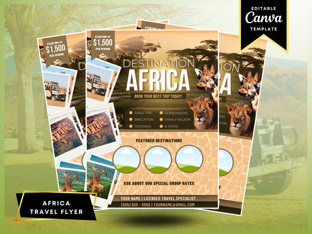 Africa Flyer - Africa Vacation Flyer - Travel Agent Template, Cruise ...