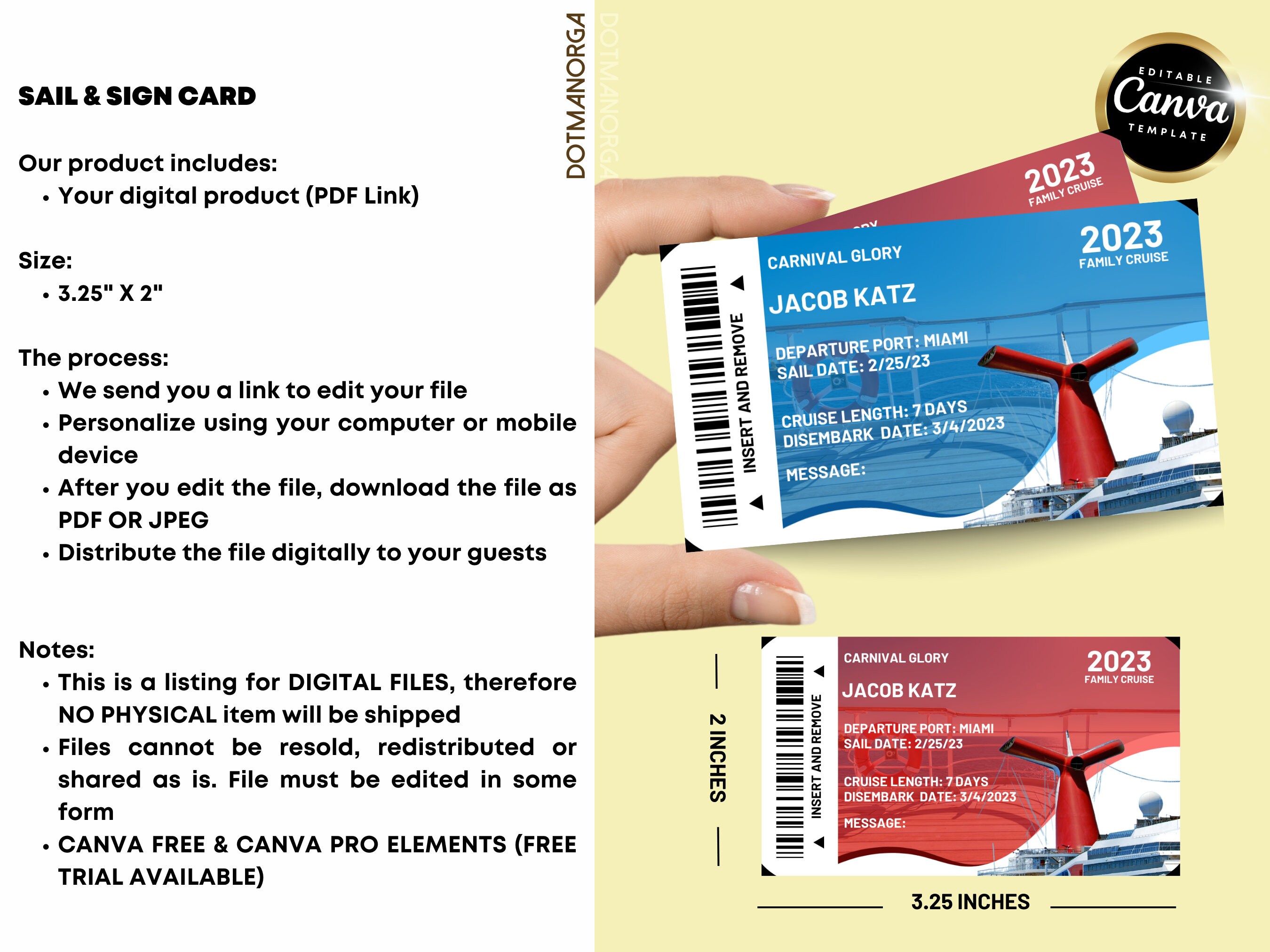 RED Sign & Sail Card Cruise Boarding Pass Surprise Cruise Ticket ...