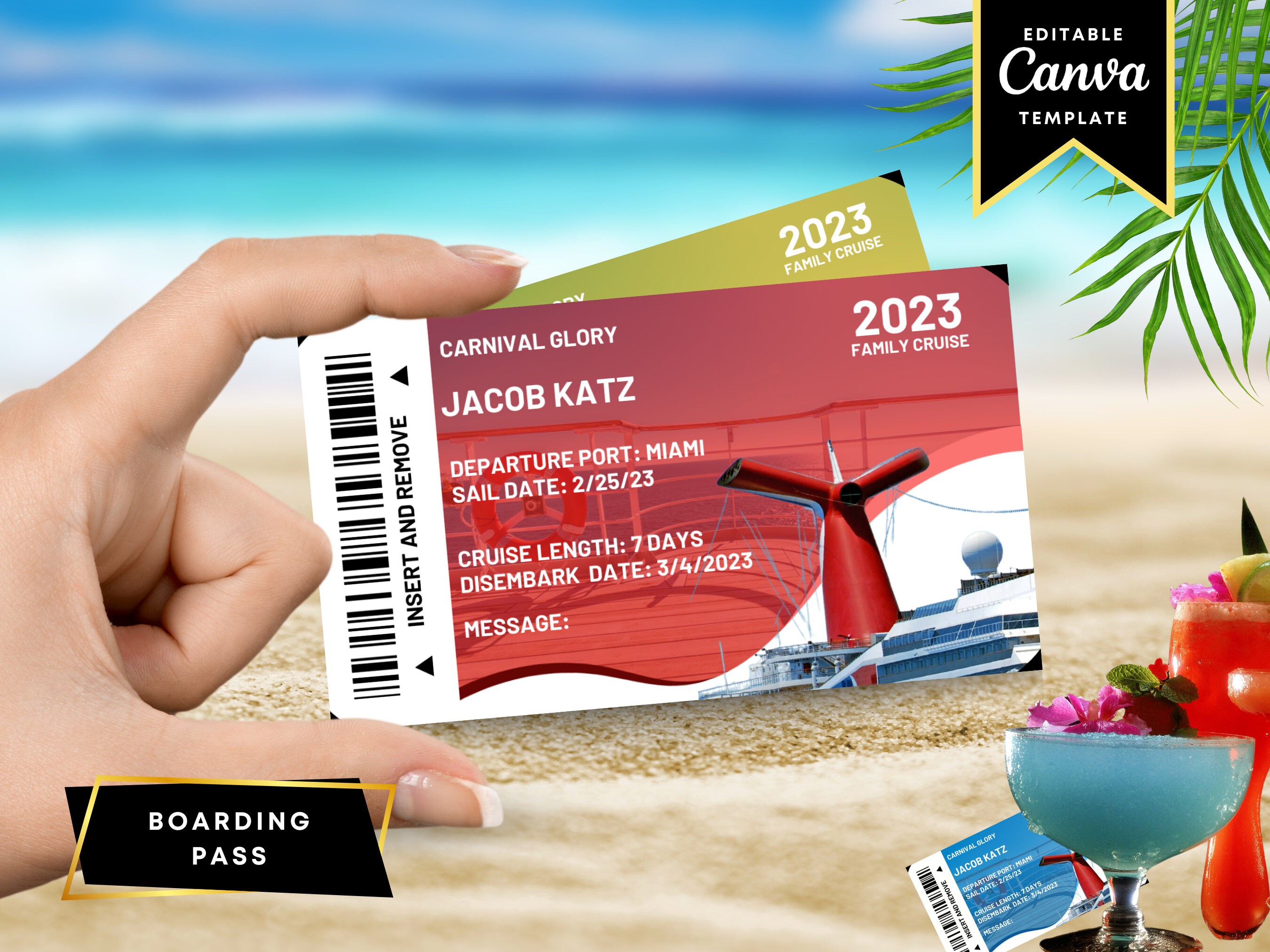 RED Sign & Sail Card Cruise Boarding Pass Surprise Cruise Ticket ...