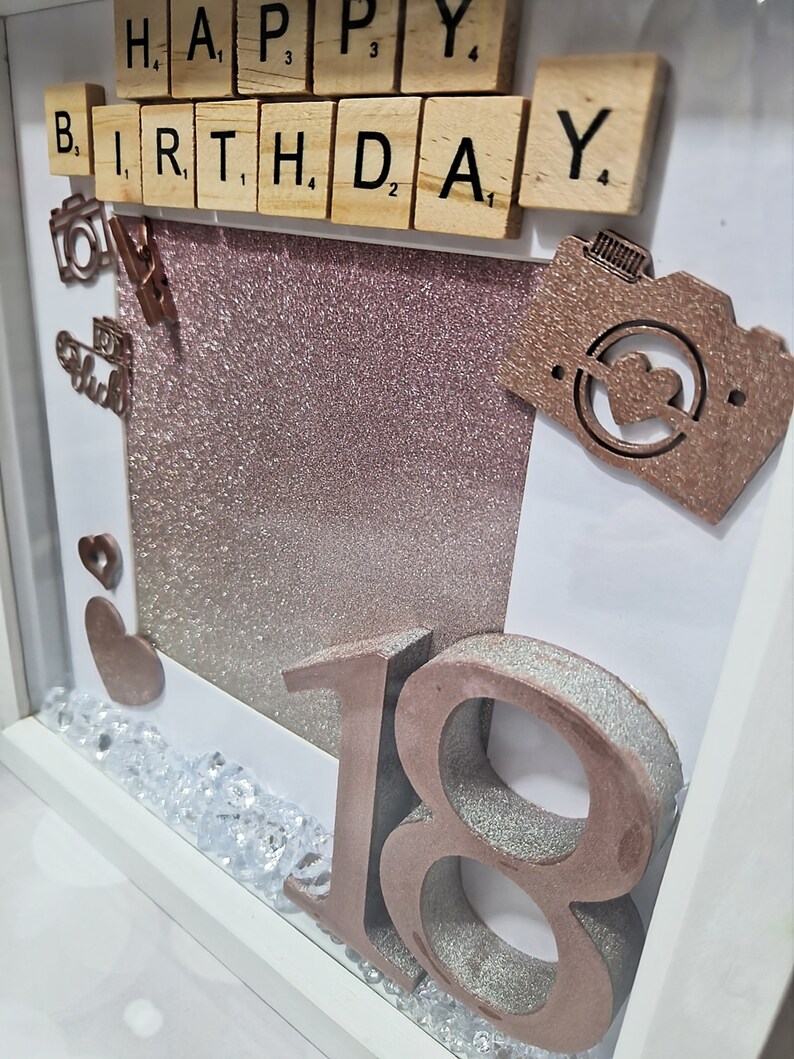 A Personalised Rose Gold 18th Birthday Shadow Box Frame Keepsake Gift ...