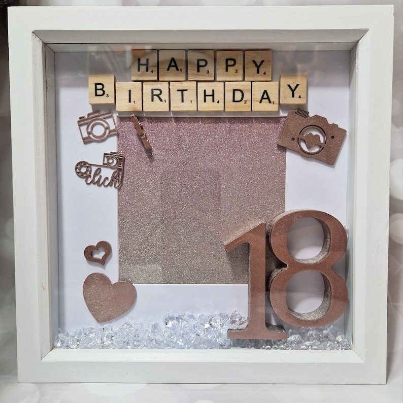 A Personalised Rose Gold 18th Birthday Shadow Box Frame Keepsake Gift ...