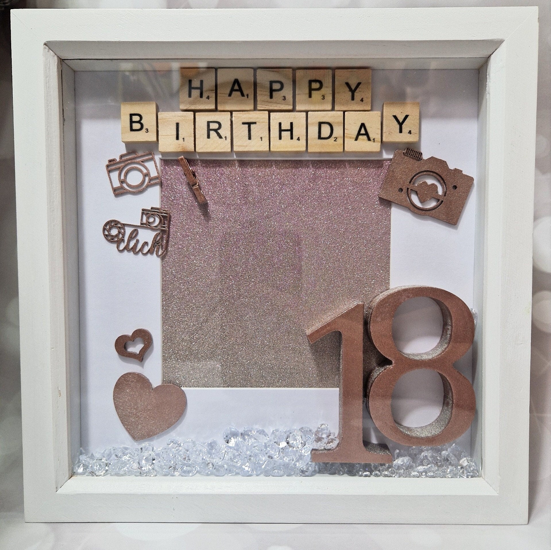 A Personalised Rose Gold 18th Birthday Shadow Box Frame Keepsake Gift ...