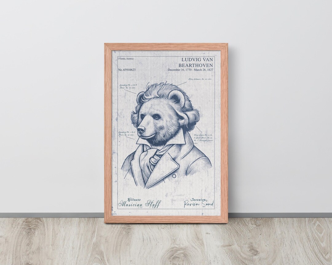 Beethoven “bearthoven” – Ludvig the Bear! Composer Animal Art | Funny ...