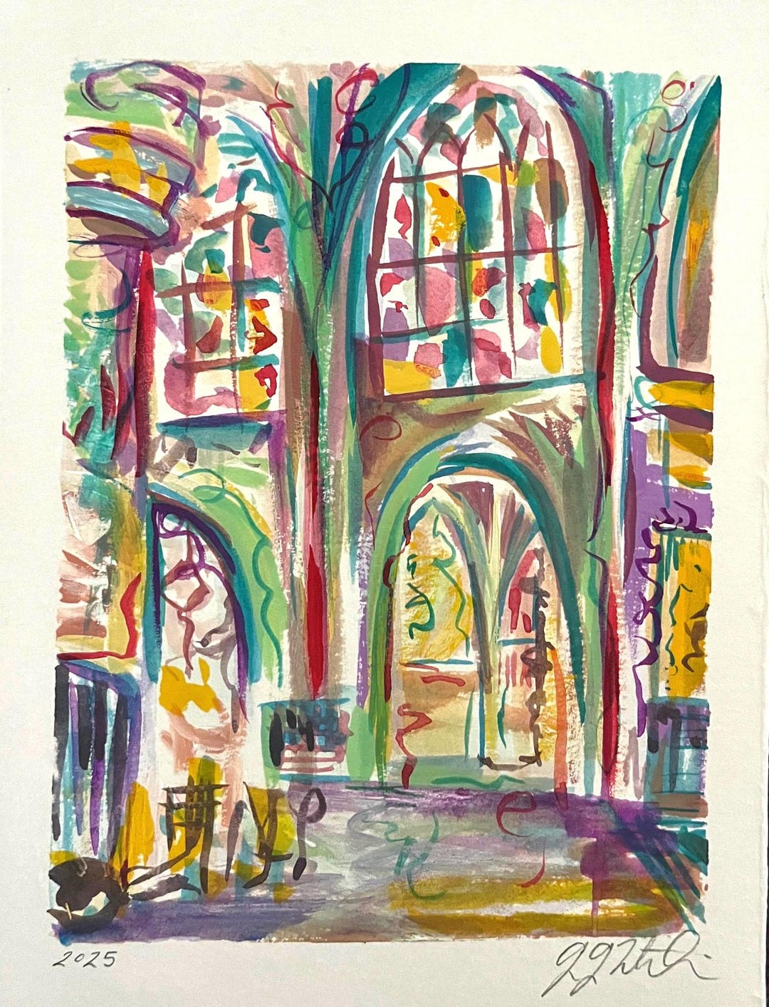 Stained Glass Mirage — Original Watercolor and Gouache Artwork - Etsy