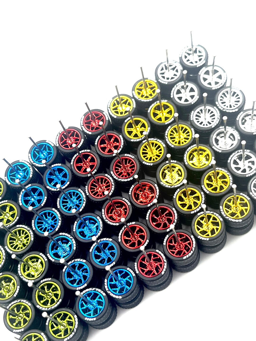 Hotwheels 1/64 wheels Colored Chrome/ Electroplated Chrome 1/64 scale ...