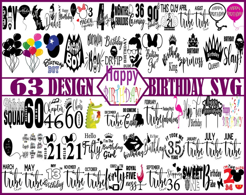 Happy Birthday Svg Bundle, Birthday SVG, Birthday Party SVG, Birthday ...