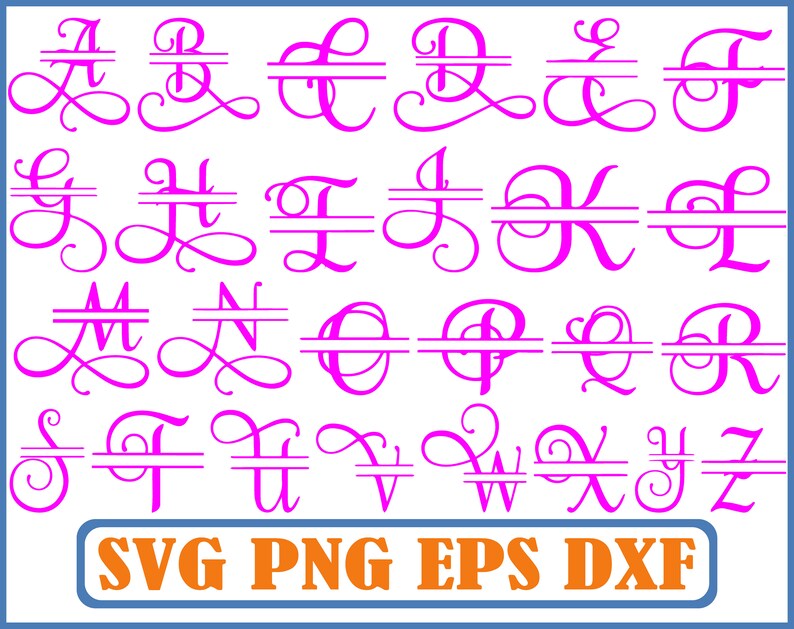 Split Monogram Alphabet SVG, DXF, PNG, Split Monogram Frame Alphabet ...