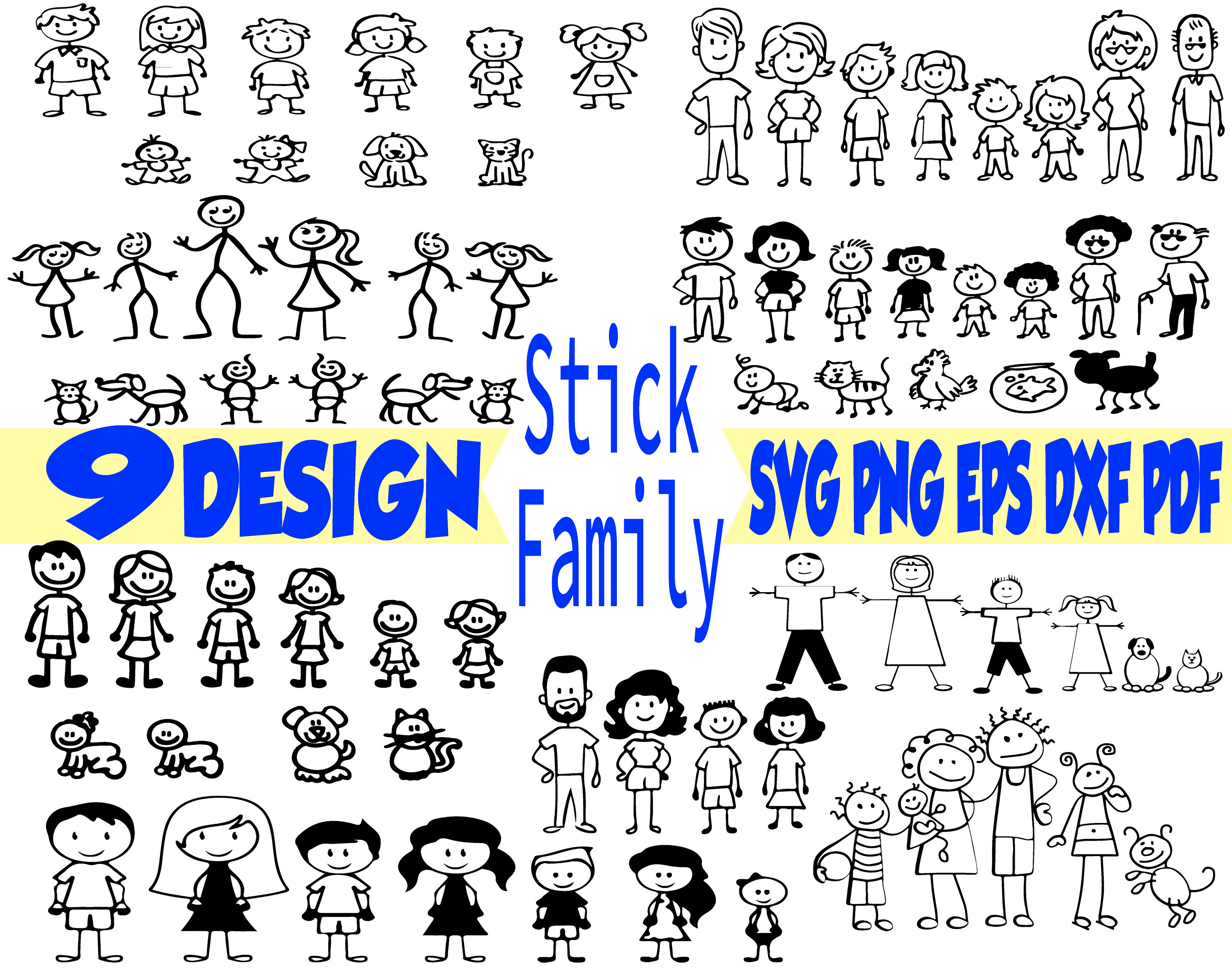 Stick Family Svg Bundle, Stick Family Cut Files, Stick Family Clipart ...