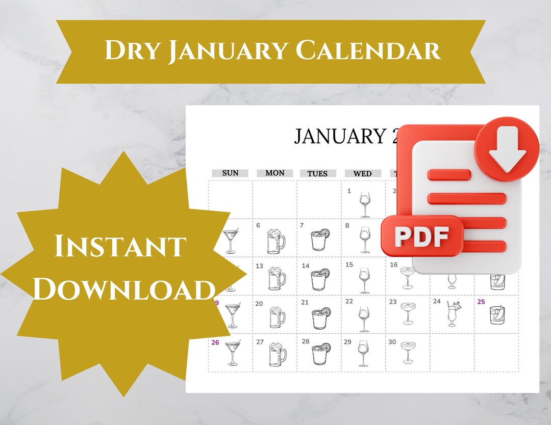 Dry January Tracker Calendar - Etsy