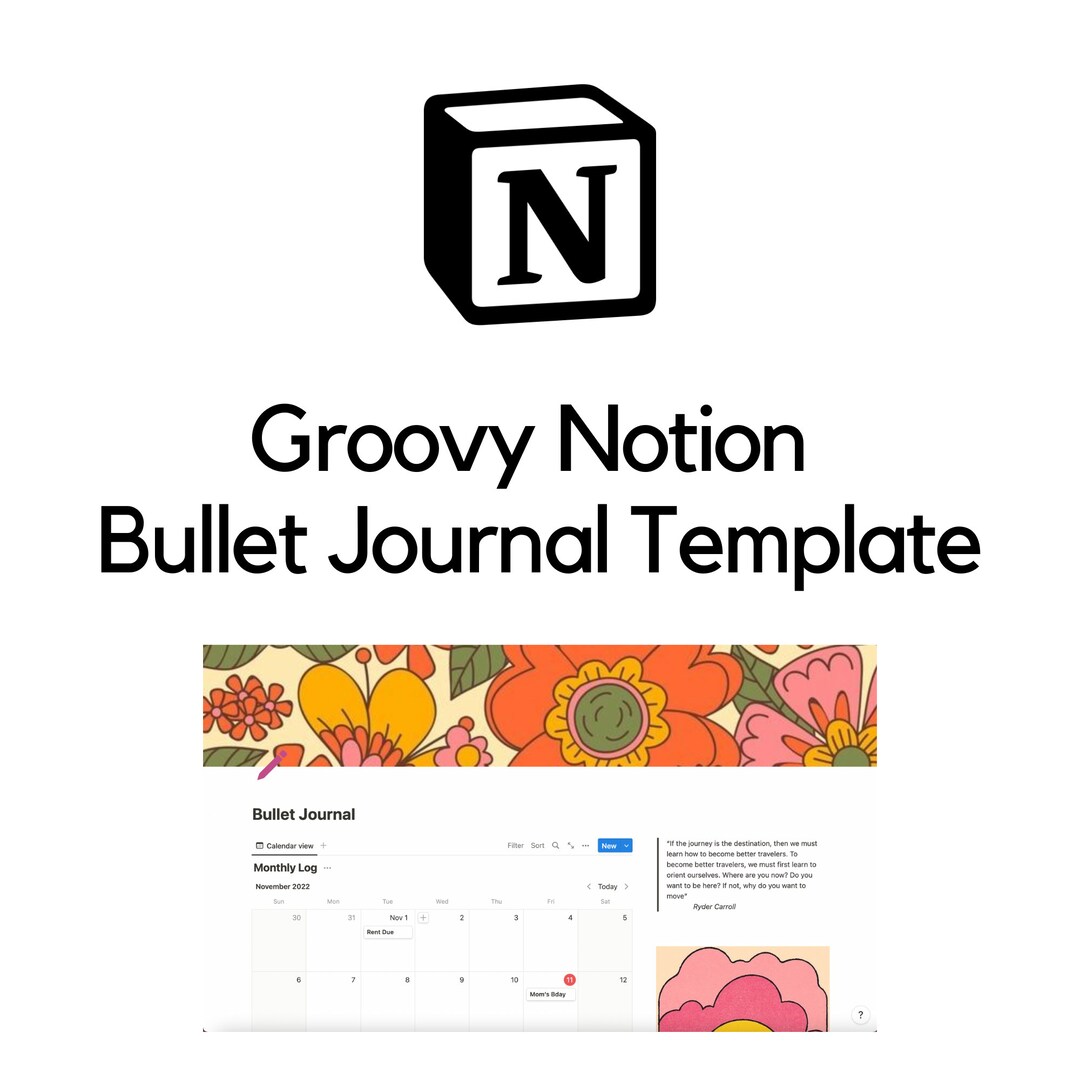 Groovy Bullet Journal Notion Template | Digitial Bujo Notionapp ...