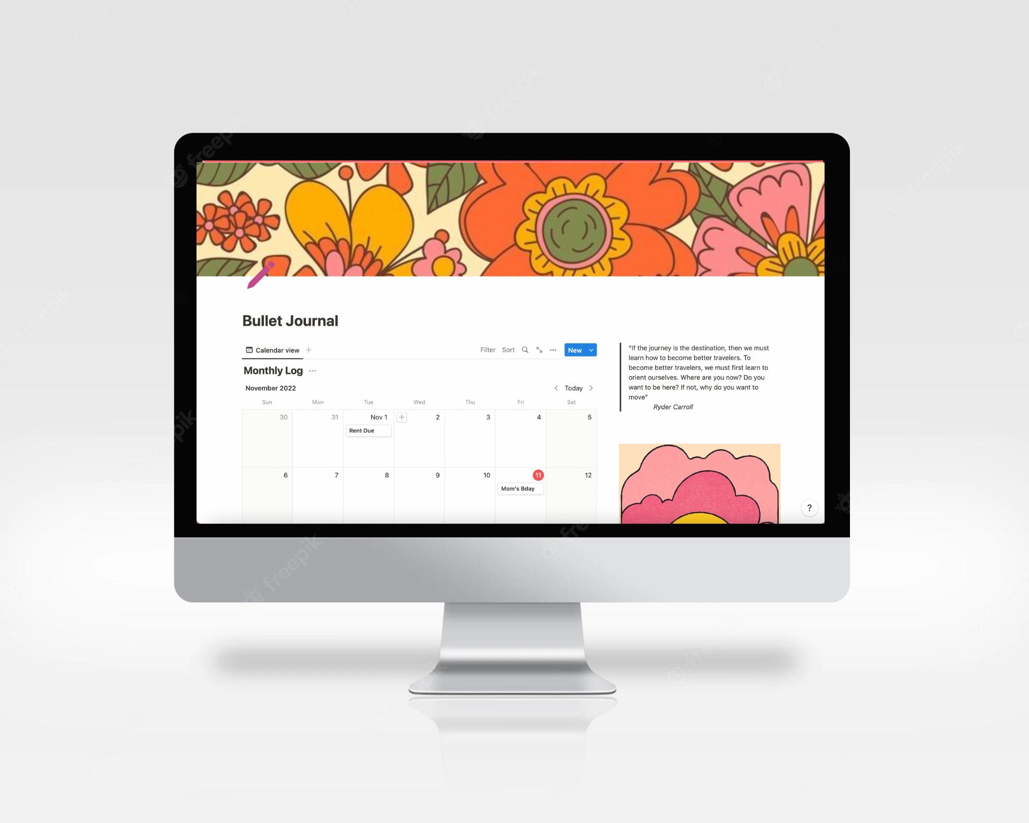 Groovy Bullet Journal Notion Template | Digitial Bujo Notionapp ...