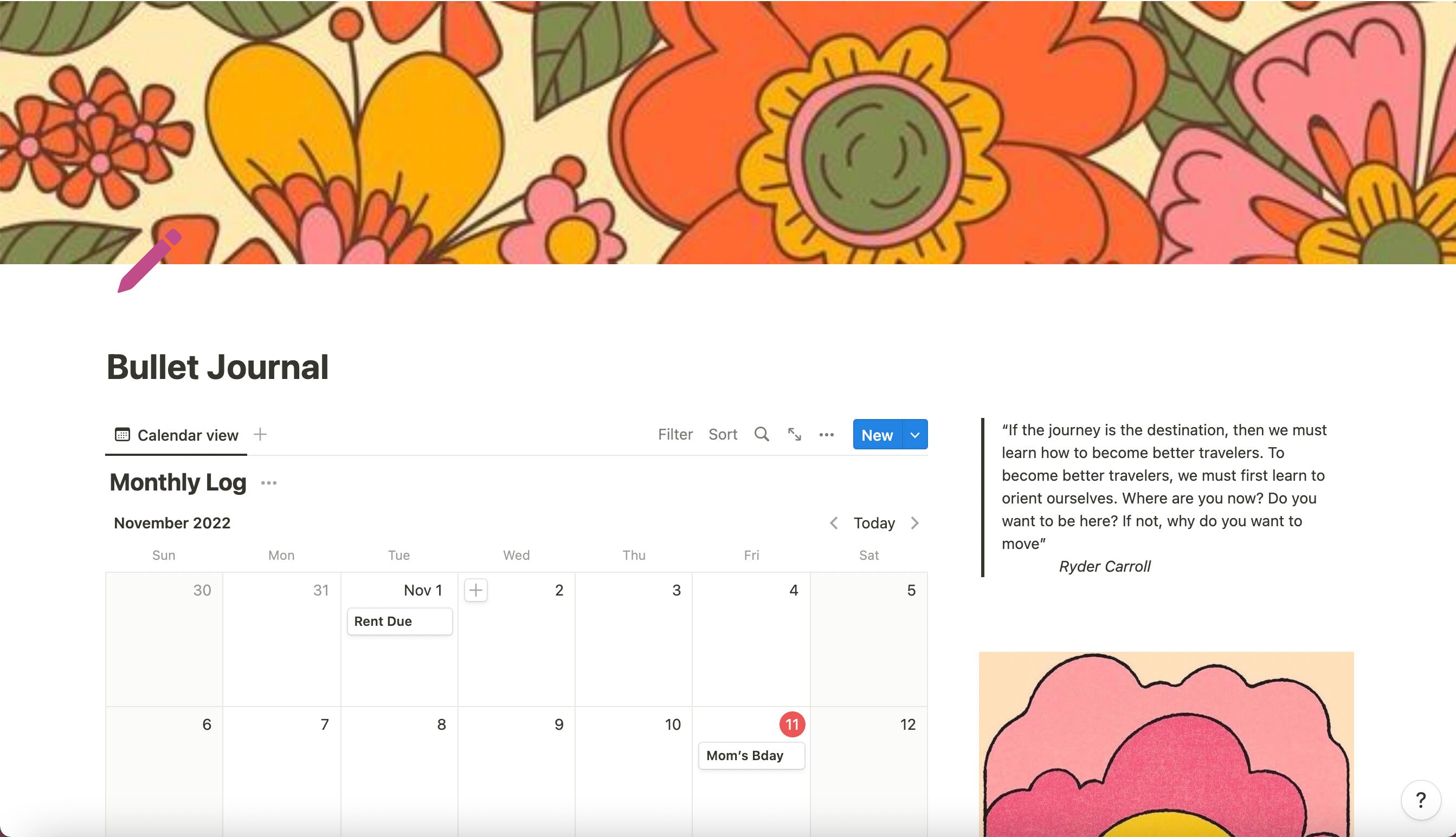 Groovy Bullet Journal Notion Template Digitial Bujo - Etsy