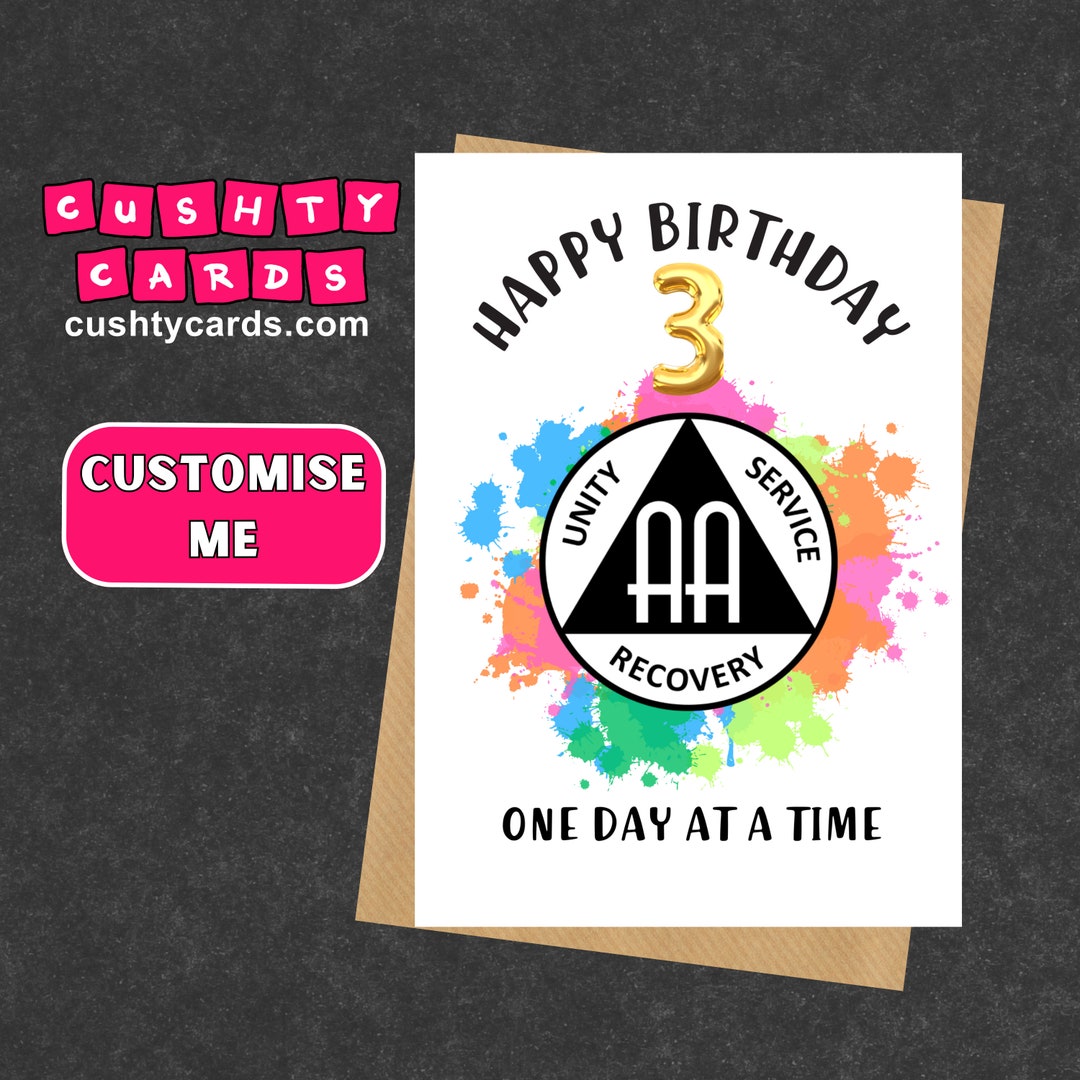 AA Recovery Card - Personalised | Alcoholics Anonymous - Etsy UK