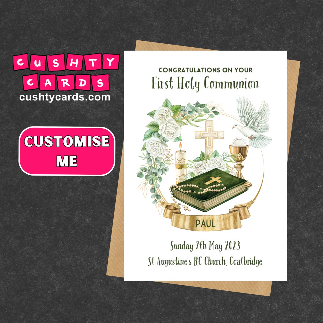 First Holy Communion Card | Catholic Card - Etsy