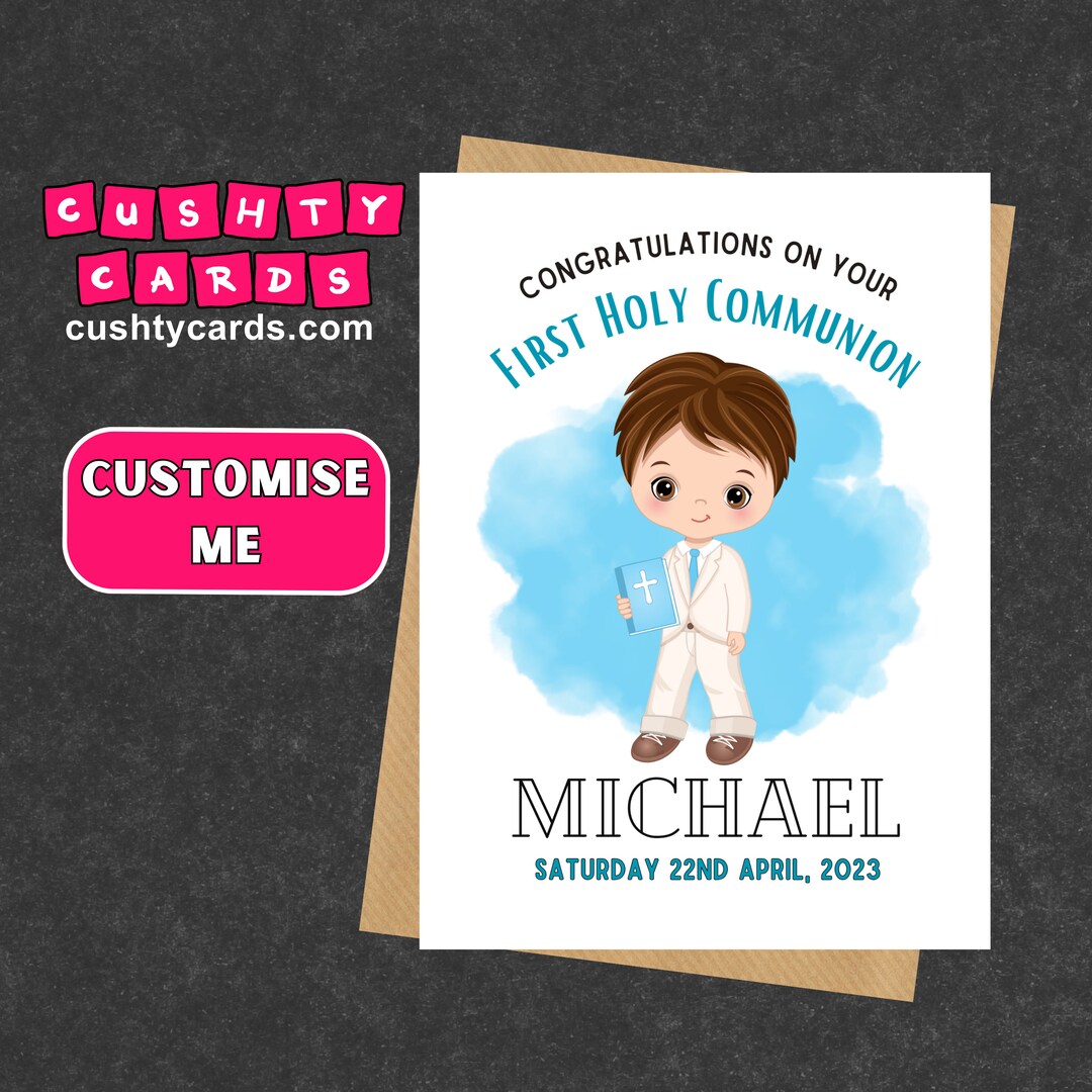 BOY/GIRL First Holy Communion Card Personalised Holy Communion - Etsy